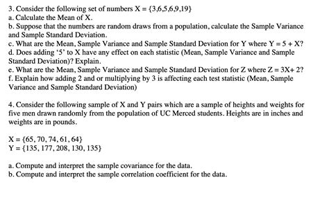 Solved Consider The Following Set Of Numbers X Chegg Com