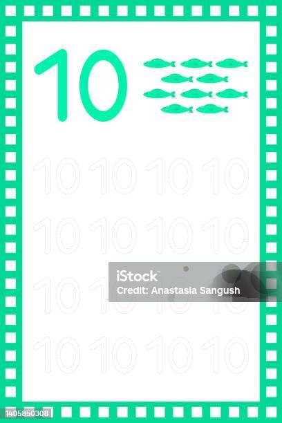 숫자 10 소문자 워크시트 어린이 교육 물고기 삽화 벡터 조판 유치원 훈련 10에 대한 스톡 벡터 아트 및 기타 이미지 10 교육 그리기 Istock