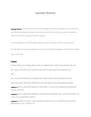 Understanding The Lagrange Theorem Group Theory Subgroups And Course Hero
