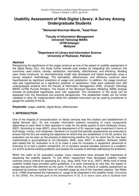 Pdf Usability Assessment Of Web Digital Library A Survey Among