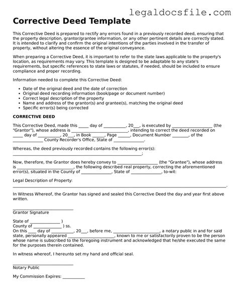 Prepare Your Corrective Deed With Our Printable Form