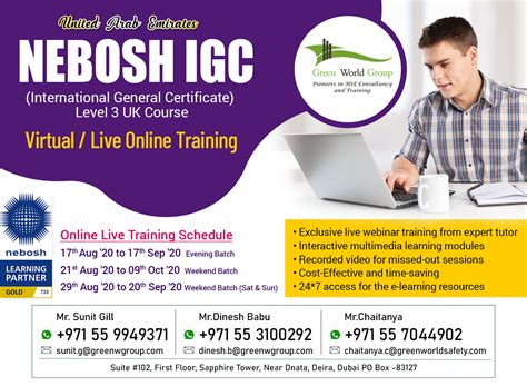 Enroll Nebosh Igc Course Online Live Training In Dubai Green World Group