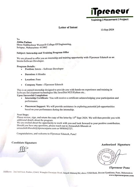 Internship Itpreneur Grateful Learning Careergrowth Techexperience Ahiba Pathan