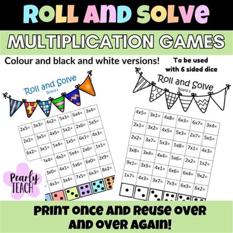 Multiplication Game Bundle 4 In A Row And Roll And Solve Times Tables
