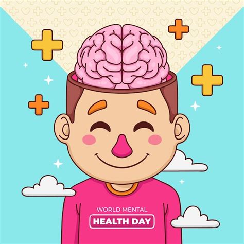 Fondo Dibujado A Mano Día Mundial De La Salud Mental Con Cerebro Y