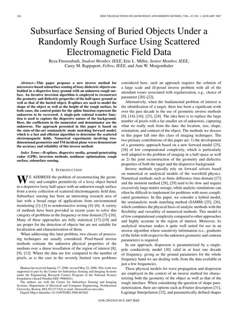 Pdf Subsurface Sensing Of Buried Objects Under A Randomly Rough