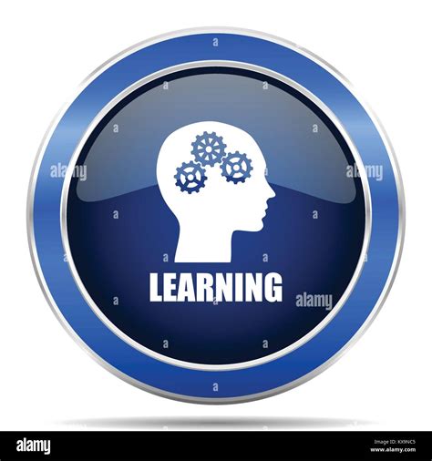 Learning Vector Icon Modern Design Blue Silver Metallic Glossy Web And Mobile Applications