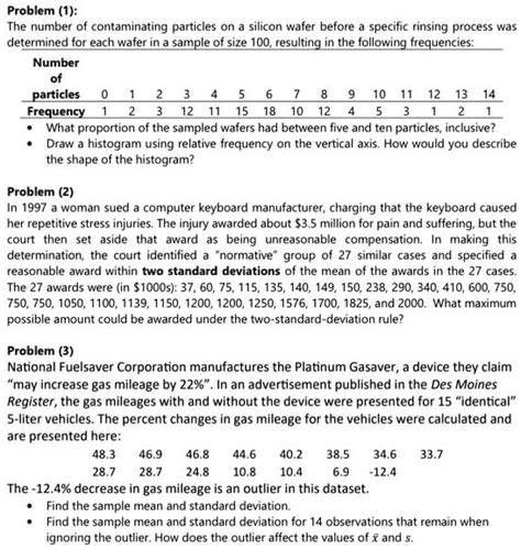 Solved Problem 1 The Number Of Contaminating Particles On A Silicon Wafer Before A Specific