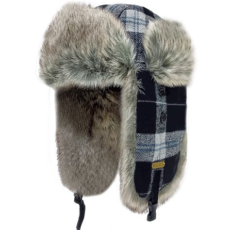 Heyann Winter Trapper Hatrussian Ushanka Plaid Faux Fur Fuzzy For Men