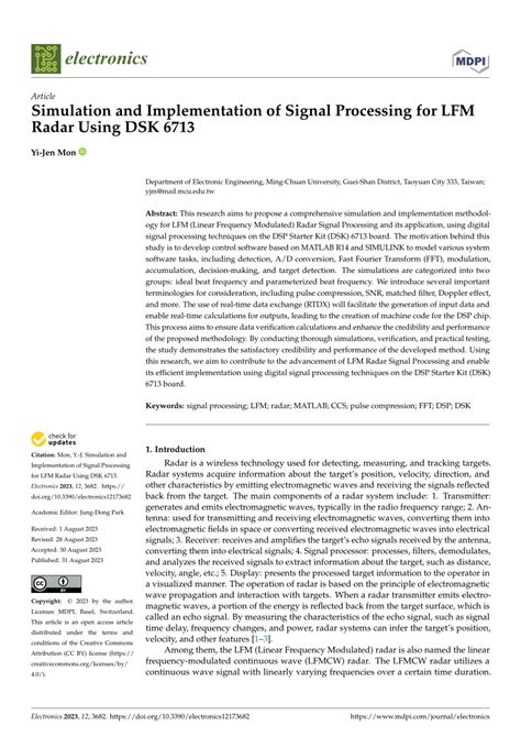 Pdf Simulation And Implementation Of Signal Processing For Lfm Radar