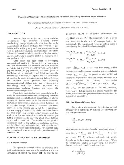 PDF Phase Field Modeling Of Microstructure And Thermal Conductivity Evolution Under Radiation
