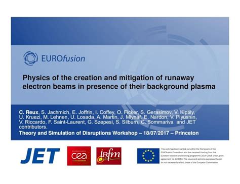 Pdf Physics Of The Creation And Mitigation Of Runaway Electron Beams