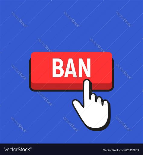 Hand Mouse Cursor Clicks The Ban Button Royalty Free Vector