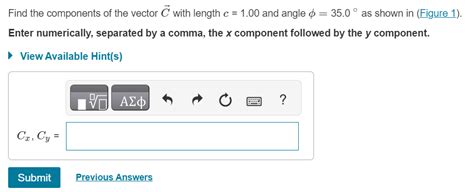Solved Find The Components Of The Vector C With Length C Chegg