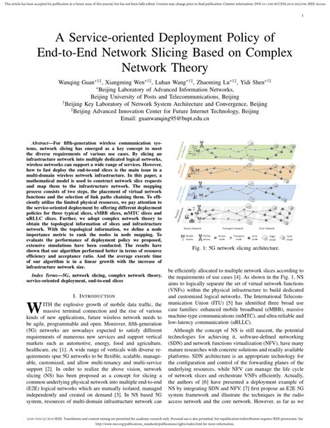Pdf A Service Oriented Deployment Policy Of End To End Network Slicing Based On Complex