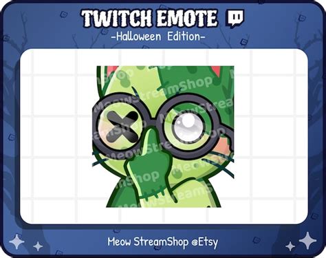 Twitch Emote Cute Zombie Cat Nerd Nerdy Glasses Geek Etsy
