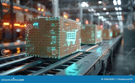 Efficient Sorting Of Cardboard Boxes With Wireframe Hologram Technology In Warehouse Setting
