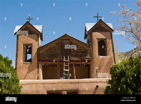 Usa New Mexico Chimayo Santuario De Chimayo Roof Steeples And Crosses