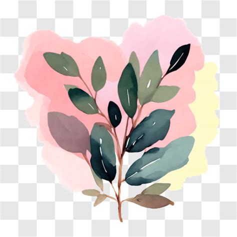 Baixe Pintura Em Aquarela De Folhas Em Formato De Coração Em Tons De