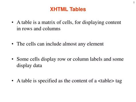 Ppt Xhtml Tables Powerpoint Presentation Free Download Id6305542