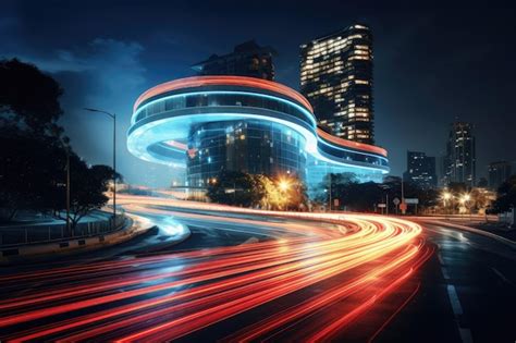 Premium Ai Image Abstract Night Cityscape Background Smart City Ai And Digital Transformation