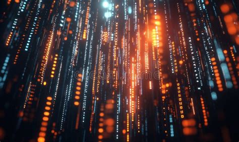 Dynamic Binary Code Visualization With Blue And Orange Streams In