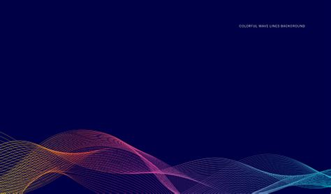 파란색 배경에 화려한 웨이브 라인 무지개 색상은 물결 모양의 선을 구부립니다 디자인 브로셔 웹 사이트 전단지 벡터 스톡 일러스트레이션을 위한 컬러 흐름파 라인아트에 대한