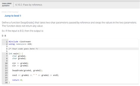 Solved Jump To Level 1 Define A Function Swapgrade That