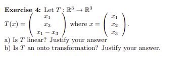 Solved Exercise 4 Let T R3R3 Exercise 4 Let Chegg Com