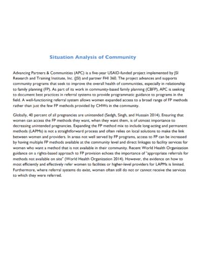 Free 9 Community Situational Analysis Samples In Pdf Doc
