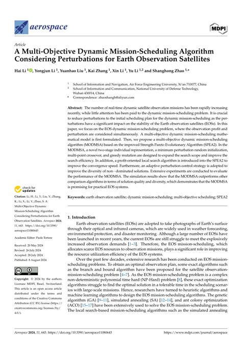 Pdf A Multi Objective Dynamic Mission Scheduling Algorithm