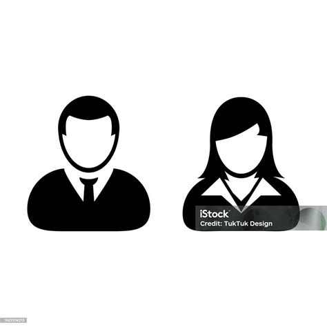 프로필 아이콘 벡터 남성과 여성 사용자 아바타 기호 플랫 컬러 글리프 픽토그램 기호 비즈니스용 경영자에 대한 스톡 벡터 아트 및
