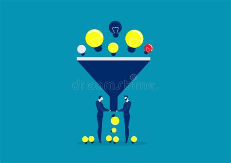 Sales Funnel Big Data Flat Style Concept Vector Light Bulb Illustration Of Idea Filter Data