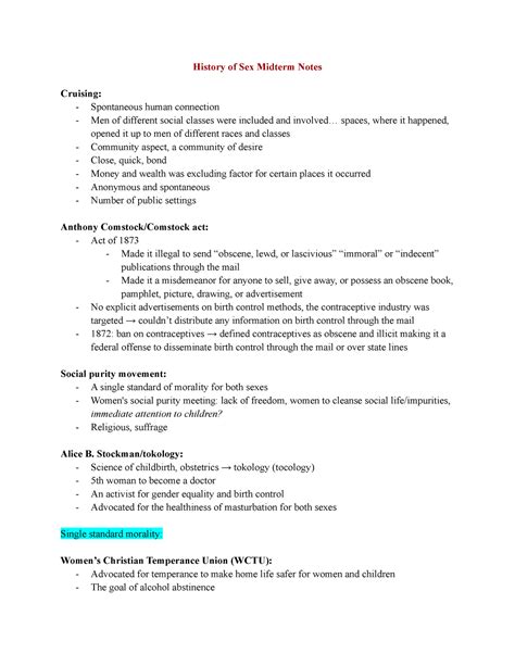 History Of Sex Midterm Notes History Of Sex Midterm Notes Cruising Spontaneous Human