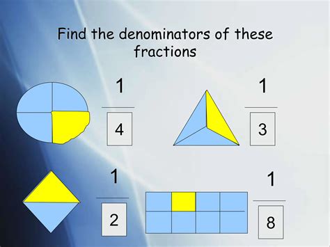 maths denominators and numerators content ppt