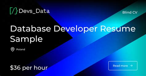 Database Developer Resume Sample Devsdata