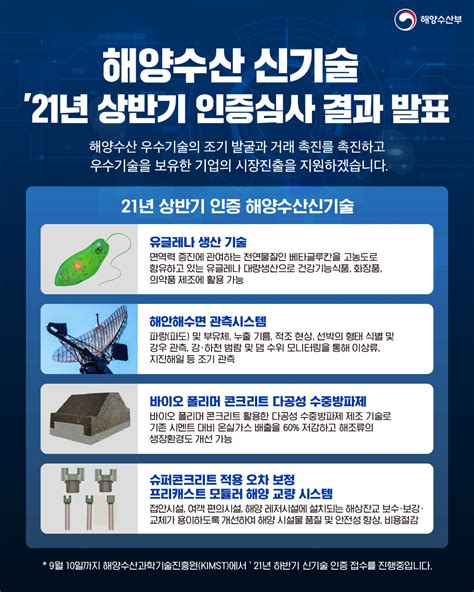 대한민국 해양수산부 2021년 상반기 해양수산 신기술 인증을 받은 4개의 기술을 소개합니다 Facebook