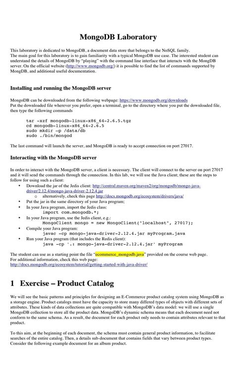 Solved Mongodb Laboratory This Laboratory Is Dedicated To