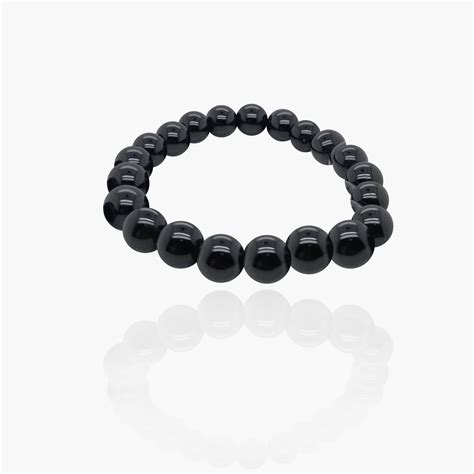Black Onyx Stone Beads Elastic Bracelet Techmetal Corp