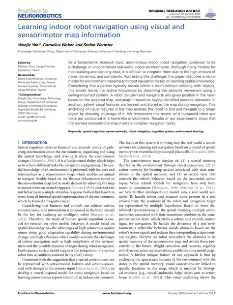 Pdf Learning Indoor Robot Navigation Using Visual And Sensorimotor