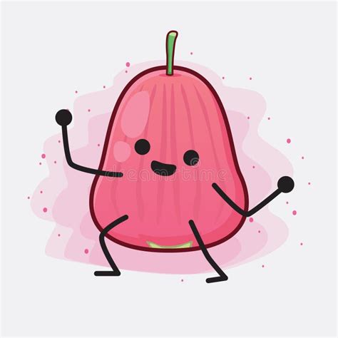 Java Apple Fruit Cute Character Illustration With Simple Face Hands And Legs On Isolated