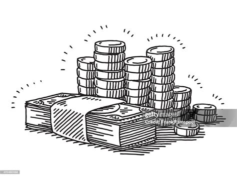Money Banknotes And Coins Drawing High Res Vector Graphic Getty Images