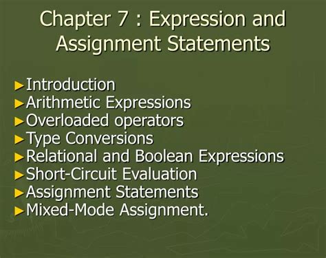Ppt Chapter 7 Expression And Assignment Statements Powerpoint