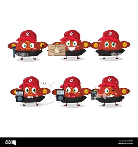 Ghost Hunter Cartoon Red Chinese Hat Character Using Camera Vector