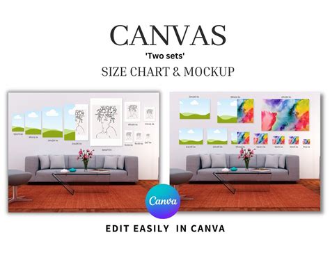 Canvas Size Comparison Mockup Wall Art Size Guide Mockup Canvas Size Mockup Canvas Size