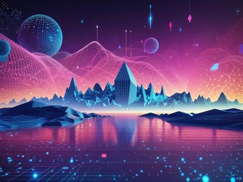 Premium Photo Abstract Digital Landscape Dynamic Particles And Dots