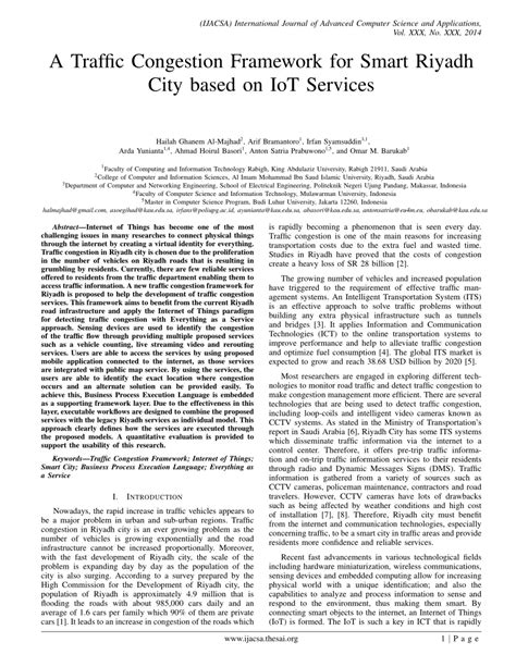 Pdf A Traffic Congestion Framework For Smart Riyadh City Based On Iot