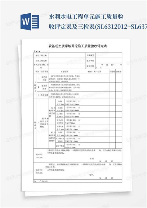 水利水电工程单元施工质量验收评定表及三检表sl631 2012~sl637 2012word模板下载编号ljzjxnme熊猫办公