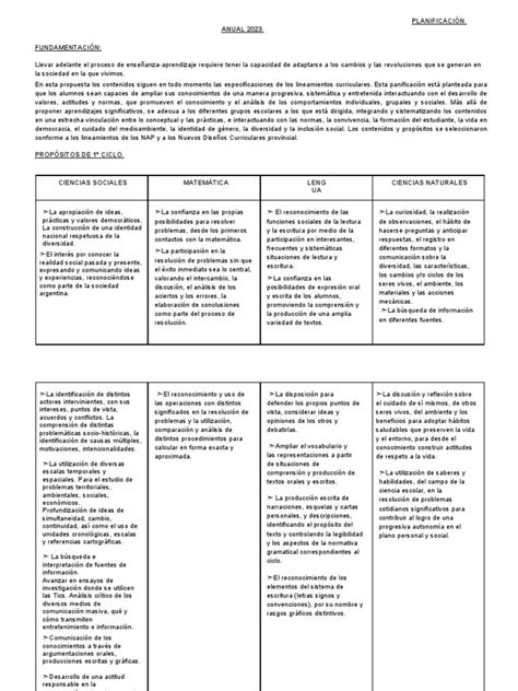 Planificacion Anual 2023 Pdf Medición Geometría