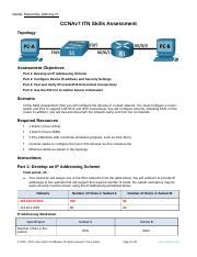 ITN Skills Assessment Docx Name Macariola Anthony H CCNAv ITN Skills Assessment Topology